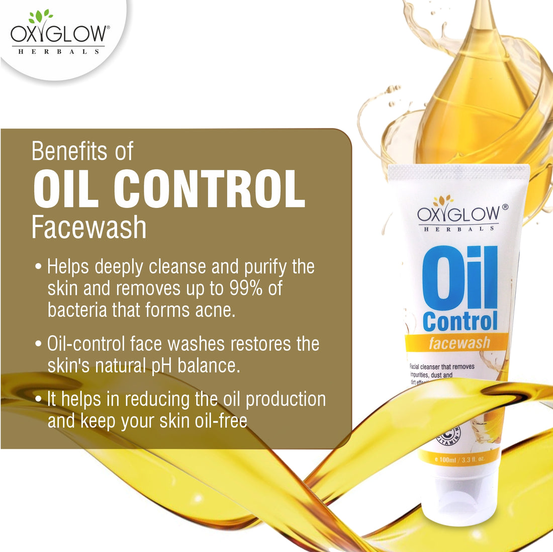 Oil Control Face Wash - Removes Impurities, Dust & Dirt – OxyGlow Cosmetics